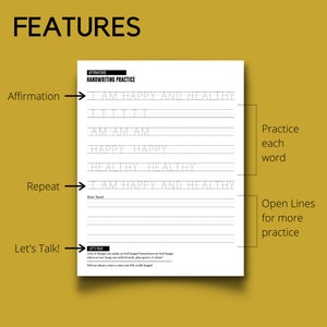 Printable Postive Affirmations Handwriting Practice Worksheet for Kids ...