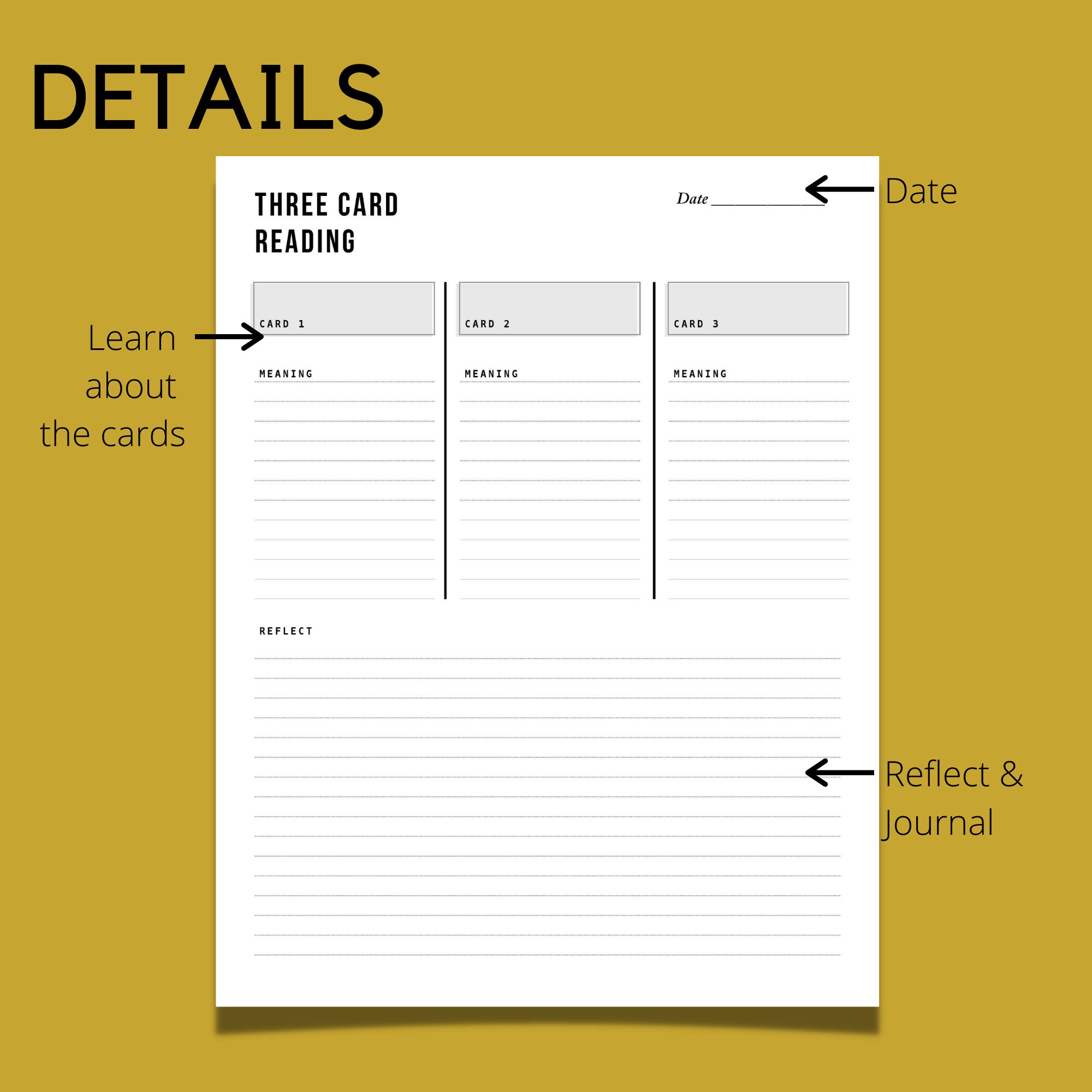 Tarot Card Reading Journal Pages // Tarot Deck Readings // Digital ...