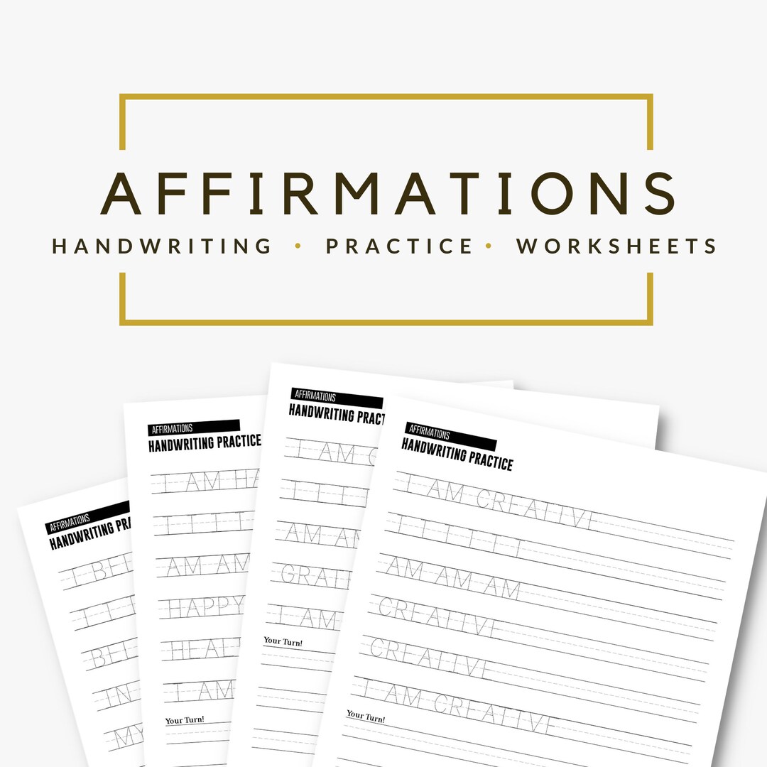 Printable Postive Affirmations Handwriting Practice Worksheet for Kids ...