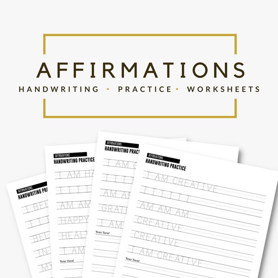 Printable Postive Affirmations Handwriting Practice Worksheet - Etsy