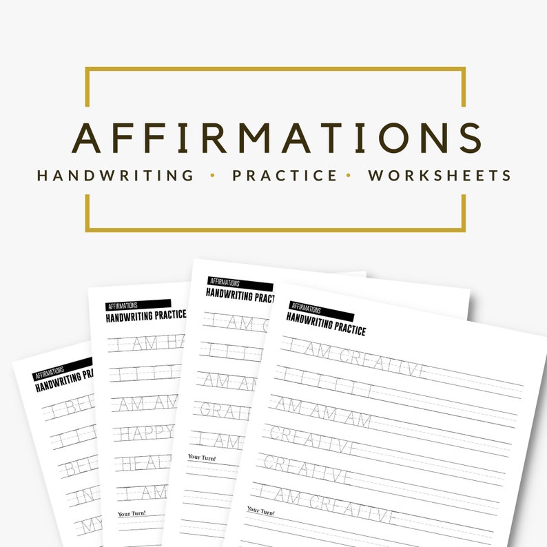 Printable Postive Affirmations Handwriting Practice Worksheet - Etsy