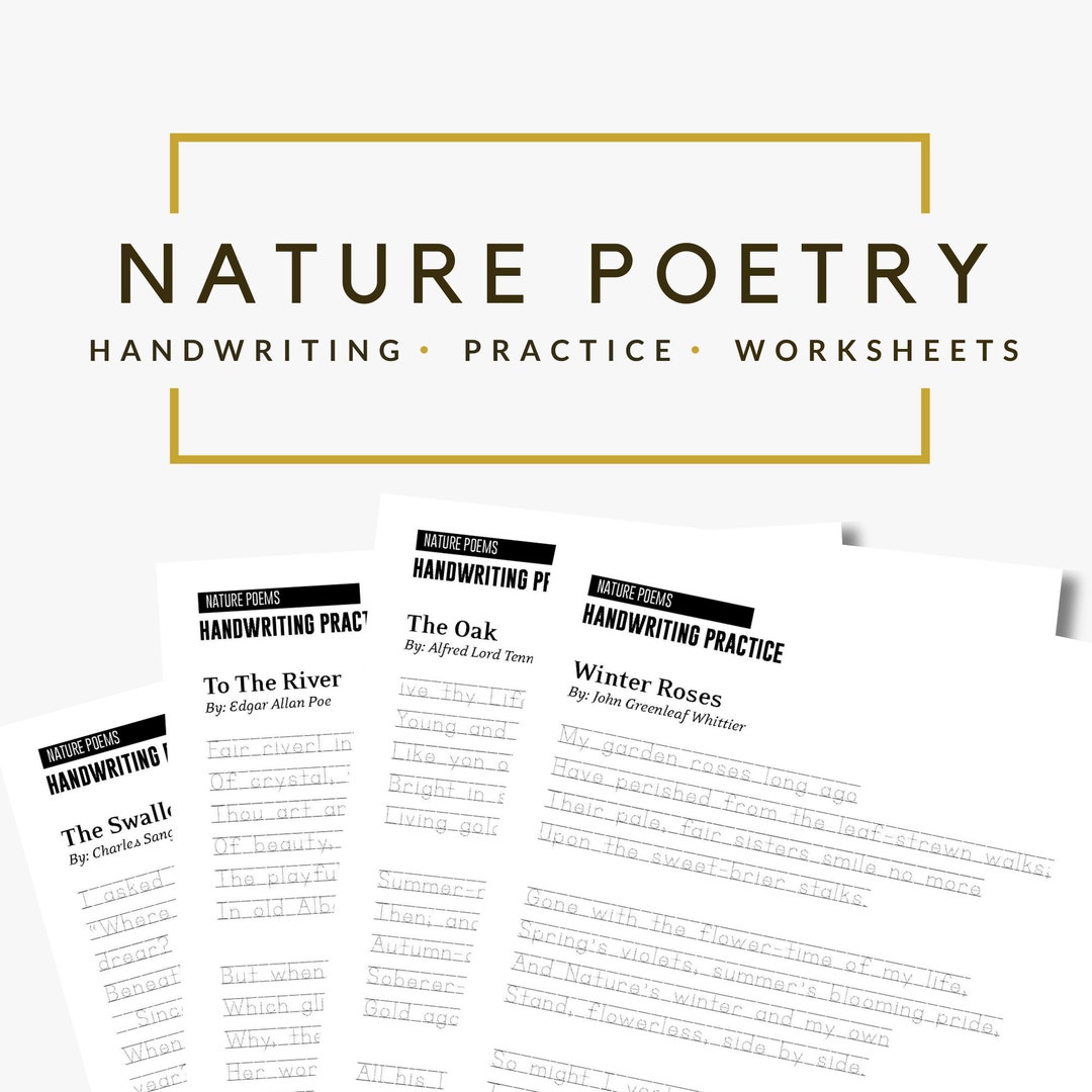 Printable Poetry Handwriting Practice Worksheet for Adults // Digital ...