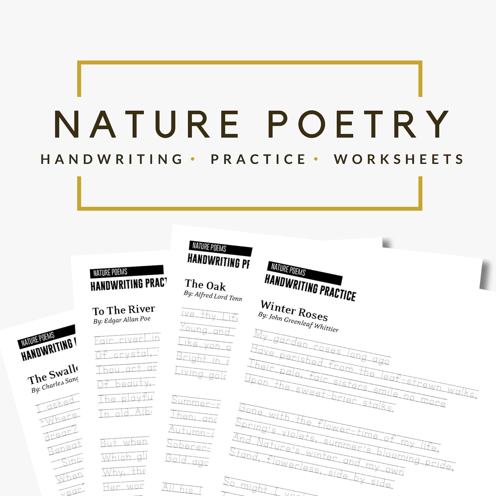 Printable Poetry Handwriting Practice Worksheet for Adults // Digital ...