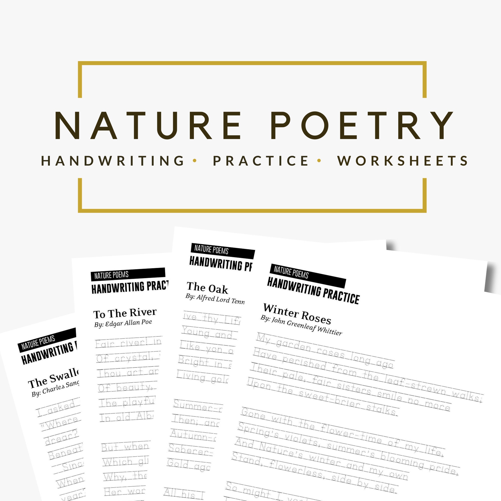 Printable Poetry Handwriting Practice Worksheet for Adults // Digital ...