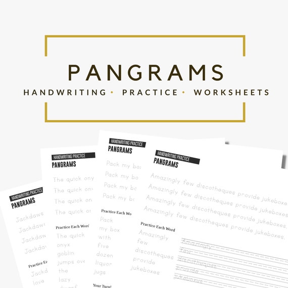 Pangrams Handwriting Practice Worksheets // 11-page Workbook - Etsy