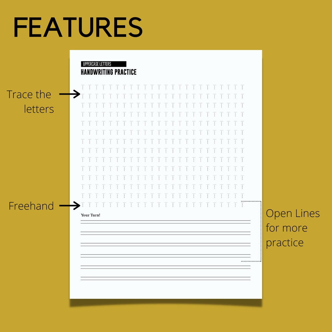 Printable Minimalistic Uppercase Letter Worksheet for Handwriting ...