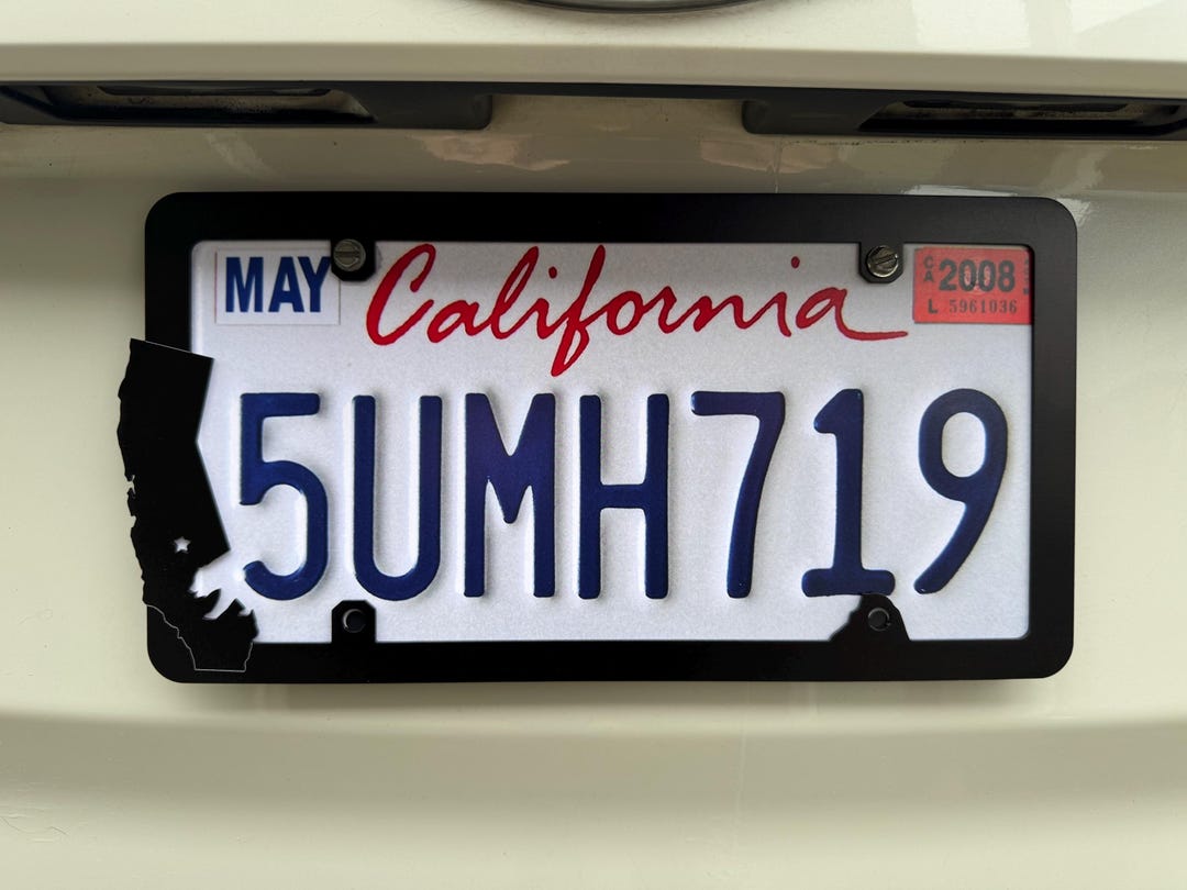 California License Plate Frame: Black Anodized Aluminum - Etsy