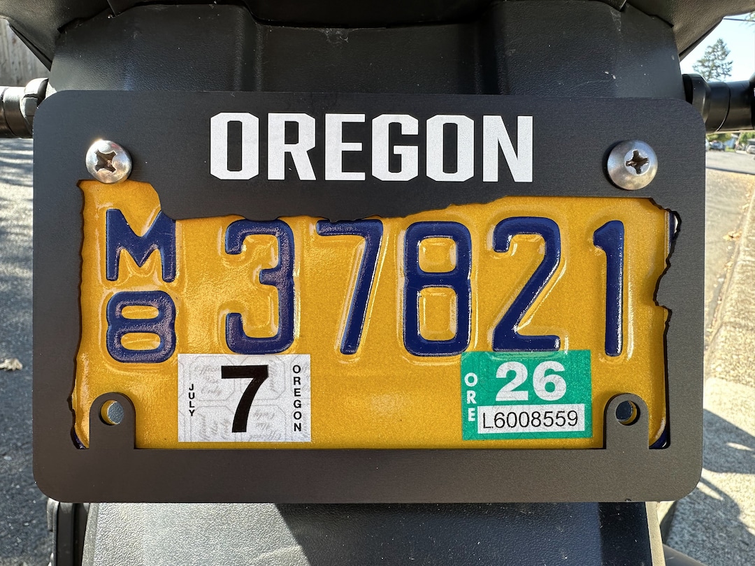 Motorcycle Oregon License Plate Frame: Anodized Black - Etsy