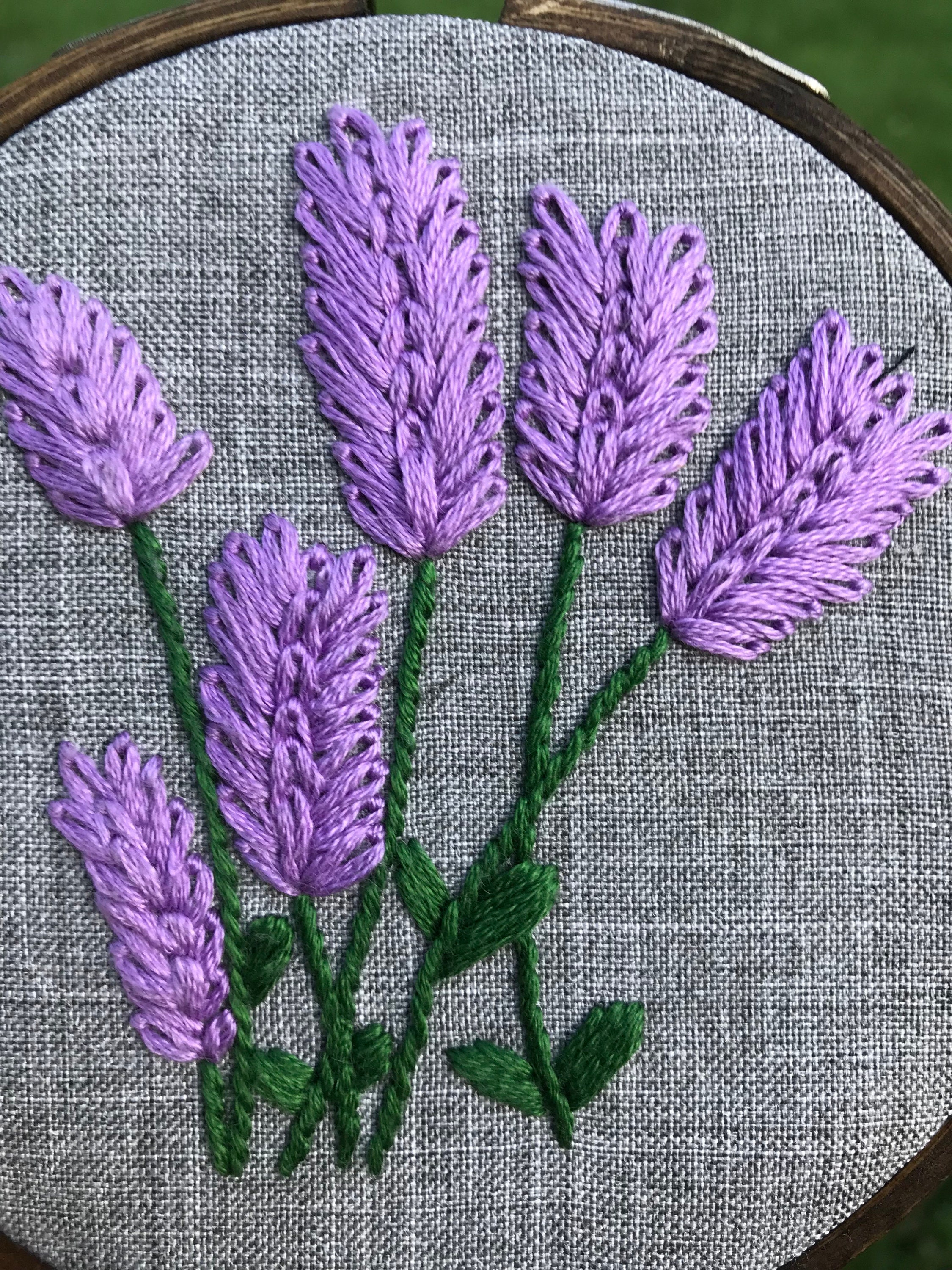 Embroidered Lavender Hoop// Floral Embroidery / 4 Inch Hoop ...