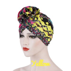 Women's Turban Cap Flower Knot Headwrap Bohemia Turbans African Pre-tie ...