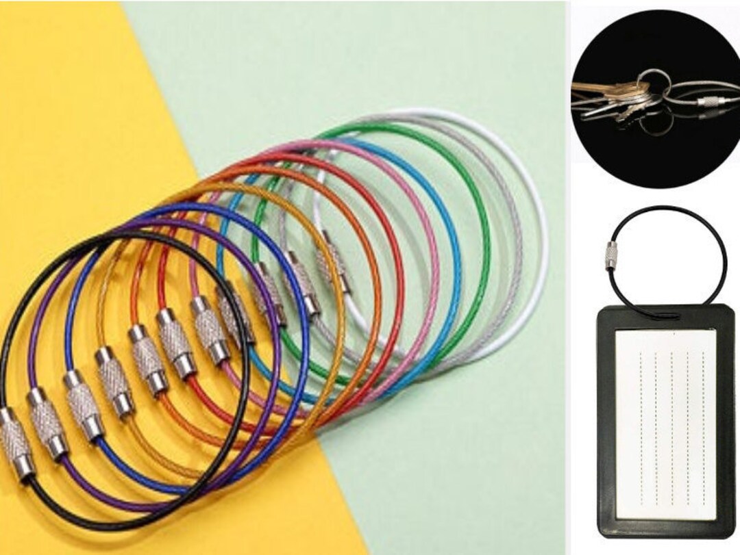 11pack Colored Nylon Coated Stainless Steel Wire Keychains 1.5mm X ...