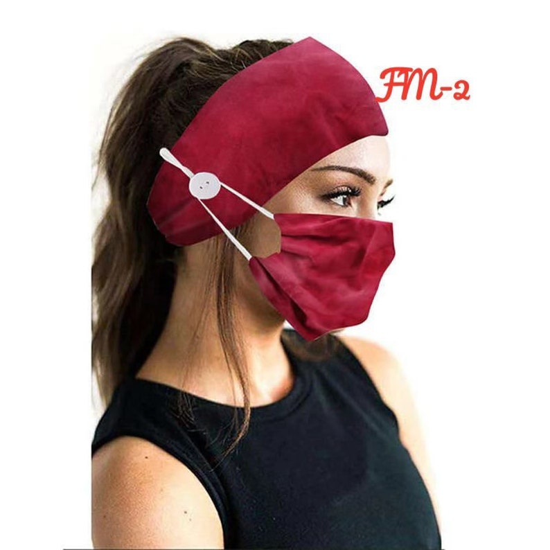 Women Button Wide Headband Elastic Face Mask Holder With Mouth | Etsy