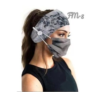 Women Button Wide Headband Elastic Face Mask Holder With Mouth - Etsy