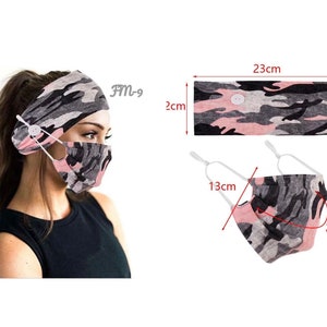 Women Button Wide Headband Elastic Face Mask Holder With Mouth - Etsy