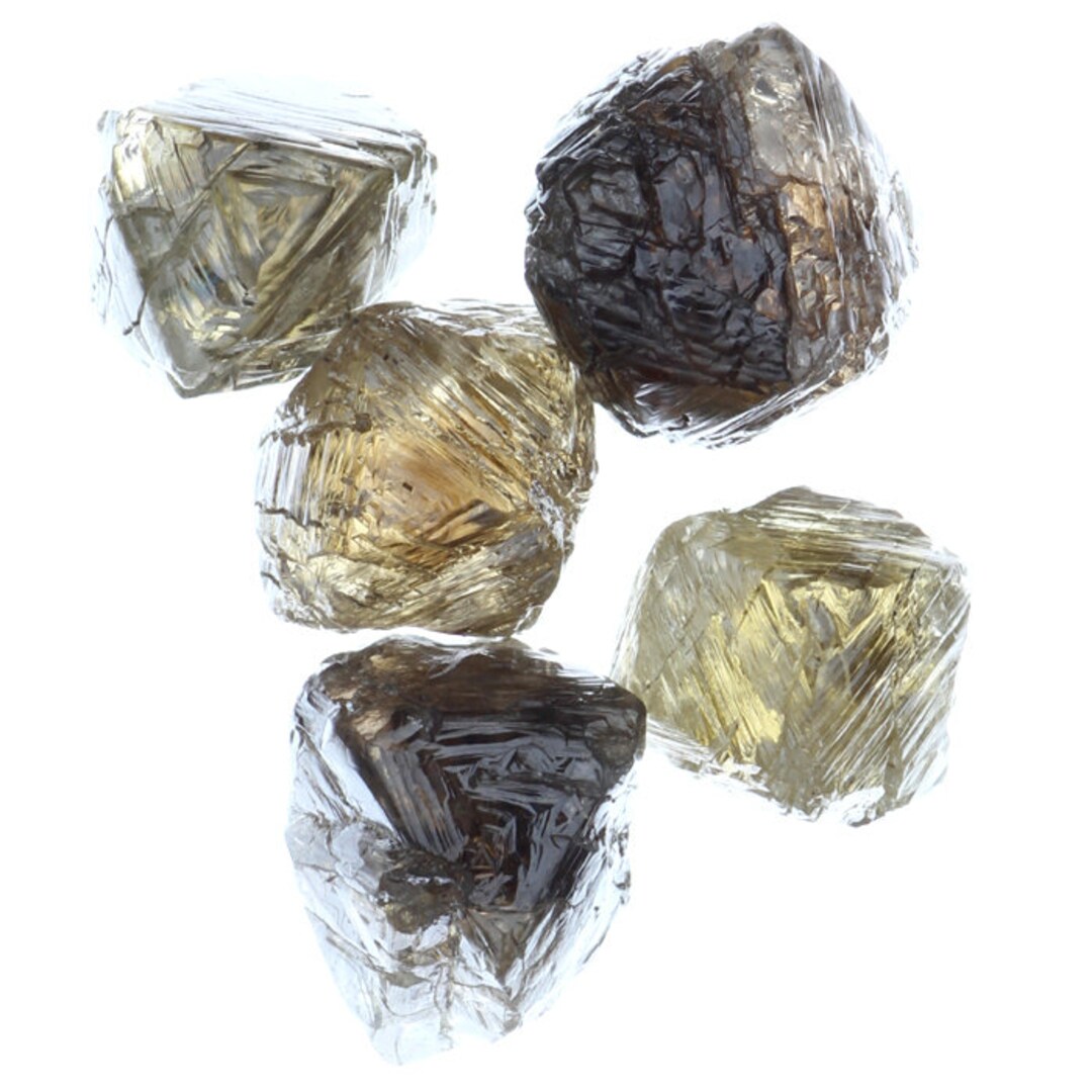 5PCS 1.50 Carat Natural Loose Octahedron Diamond, Brown Rough Loose ...