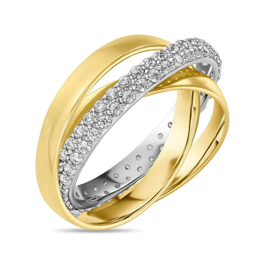 1.85 CT Lab Grown Diamond Ring, 14k Gold Triple Band, Womens Wedding ...