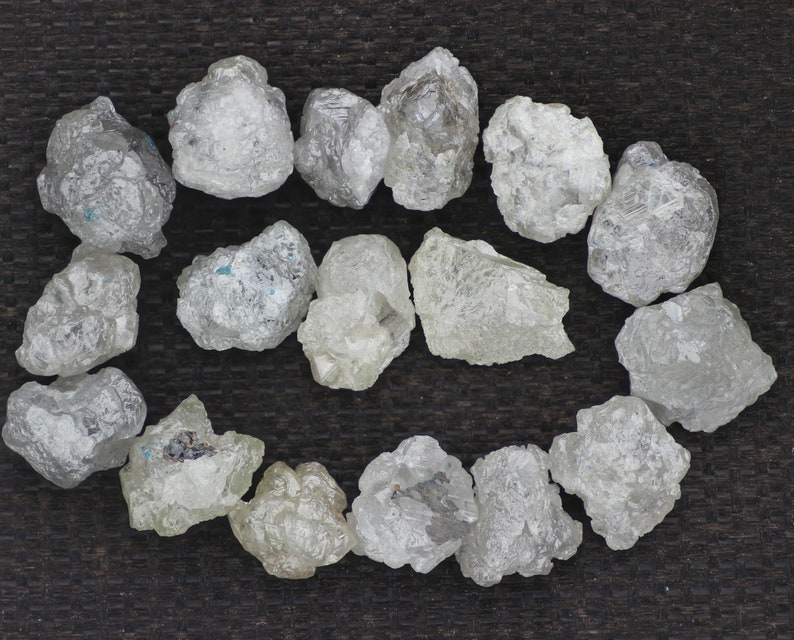17 PCS Raw White Diamonds, Uncut Salt and Pepper Diamonds, Loose ...