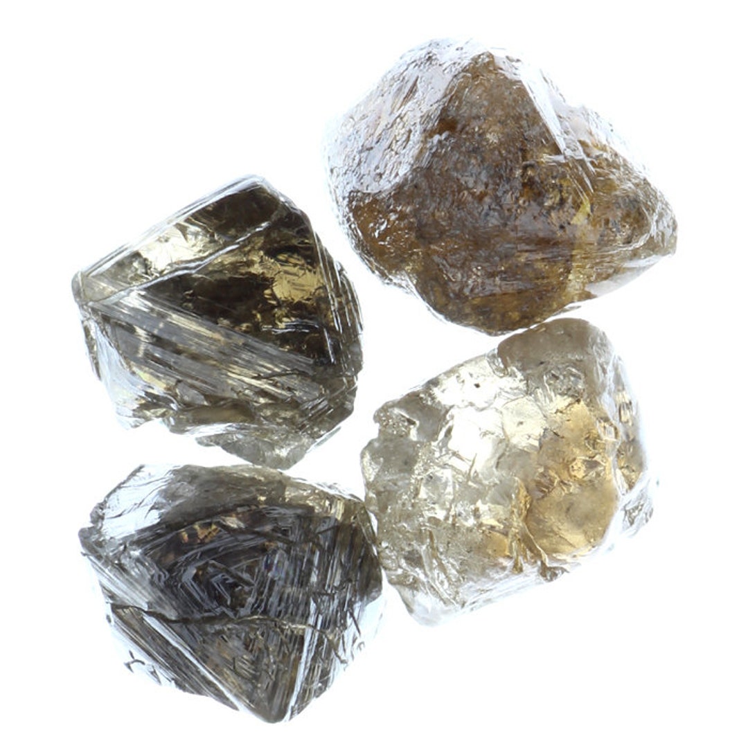 4PCS 1.25 Carat Octahedron Diamond, Brown Rough Diamond, Uncut Loose ...