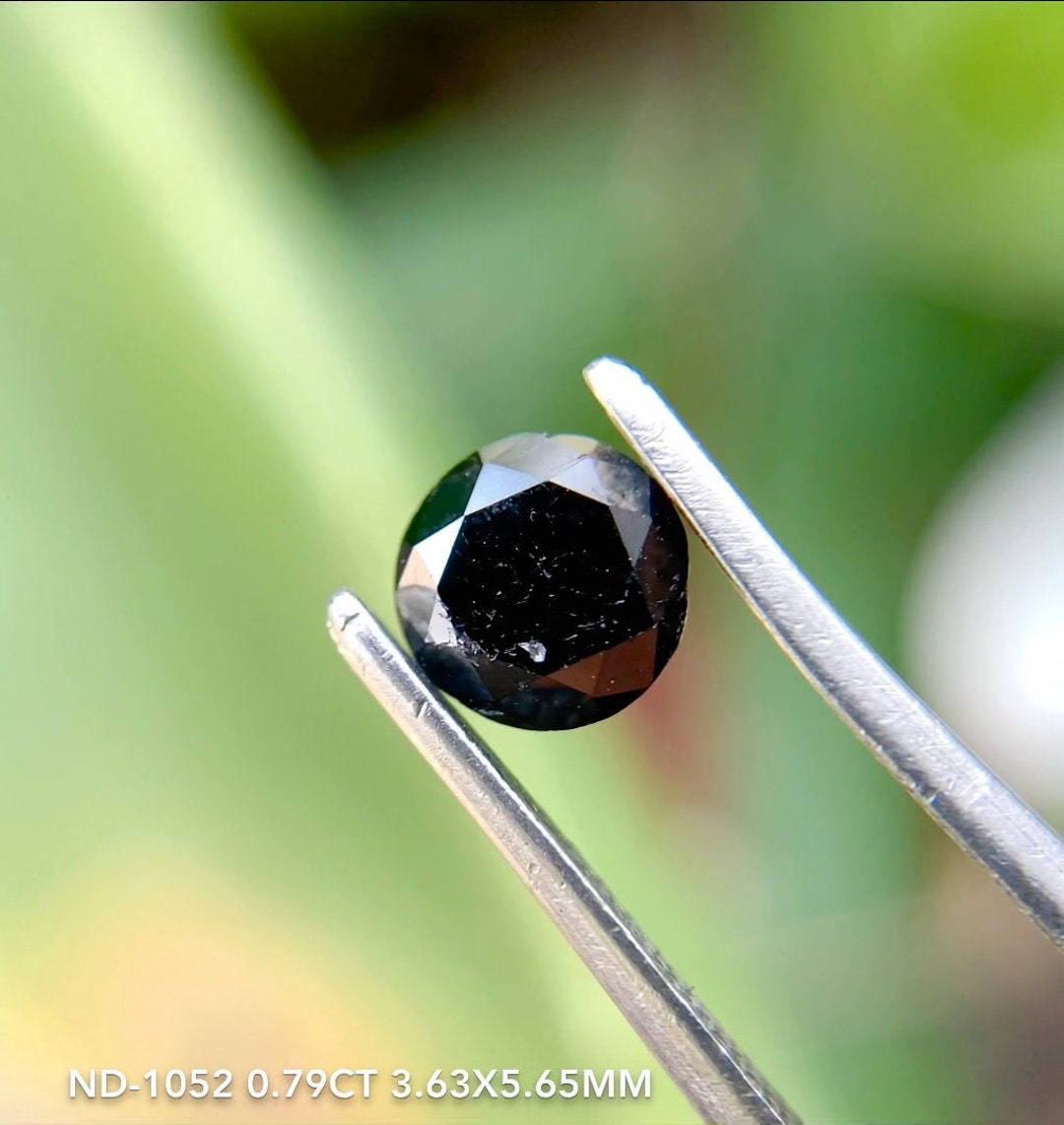 Natural Black Diamond, Round Cut, 0.79 Ct (3.63x5.65mm) - Etsy