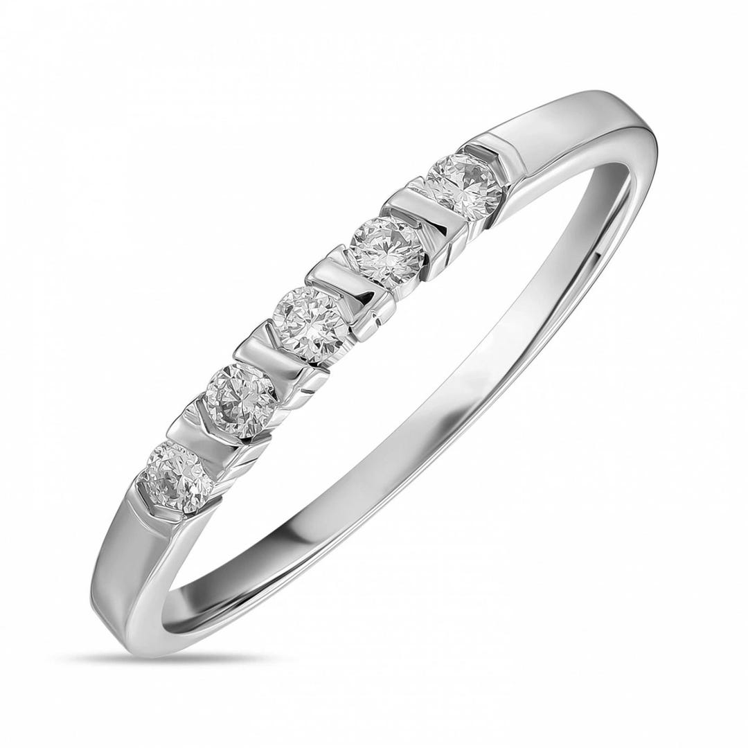 14K Solid Real White Gold 5 Stone Moissanite Diamond Ring, Five Stone ...