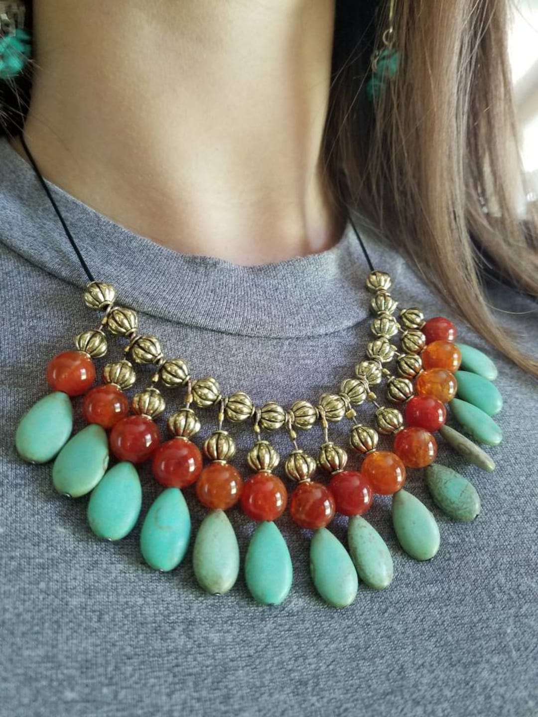 Boho Beaded Necklace - Etsy