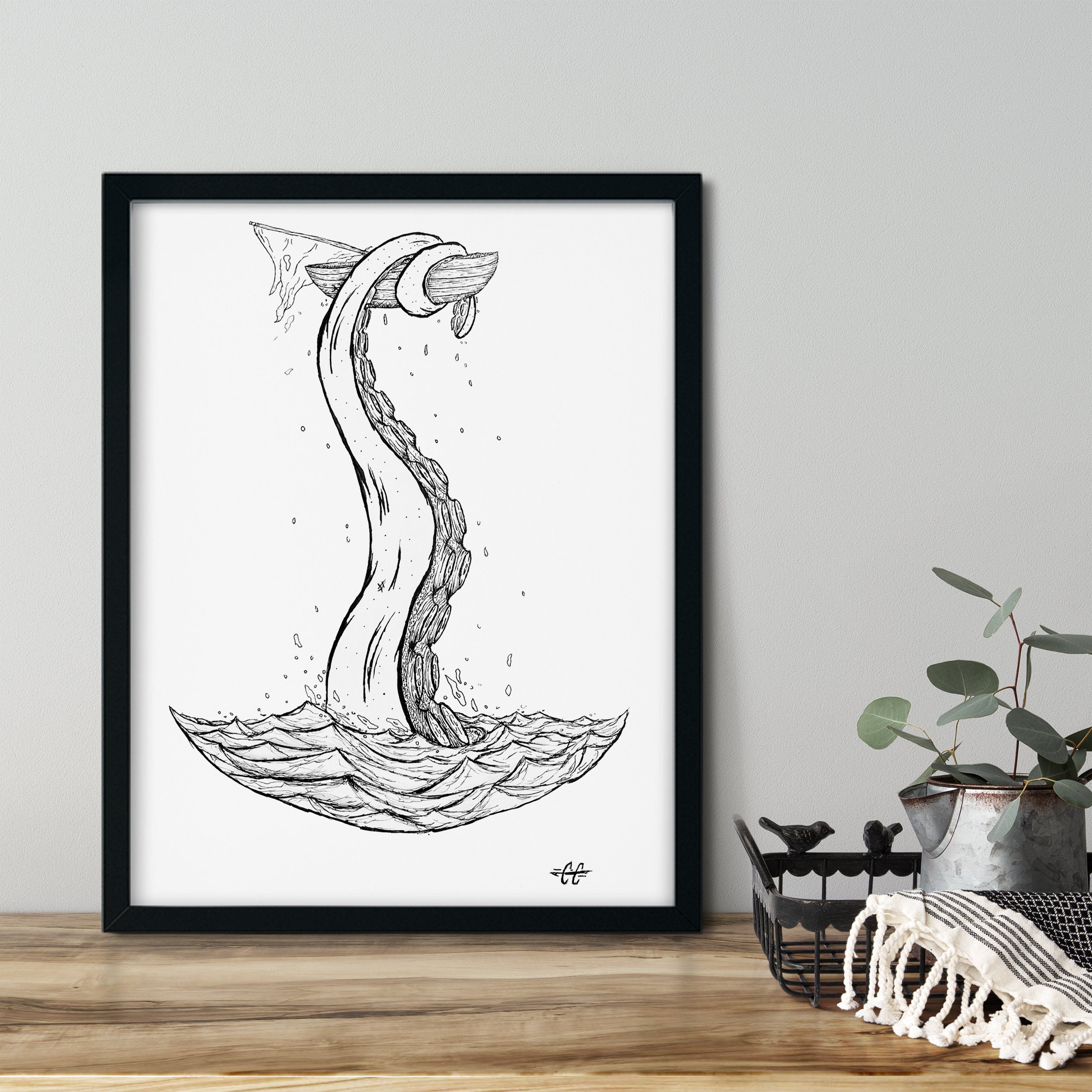 The Kraken Art Print | Kraken Sketch | High Quality Print - Etsy