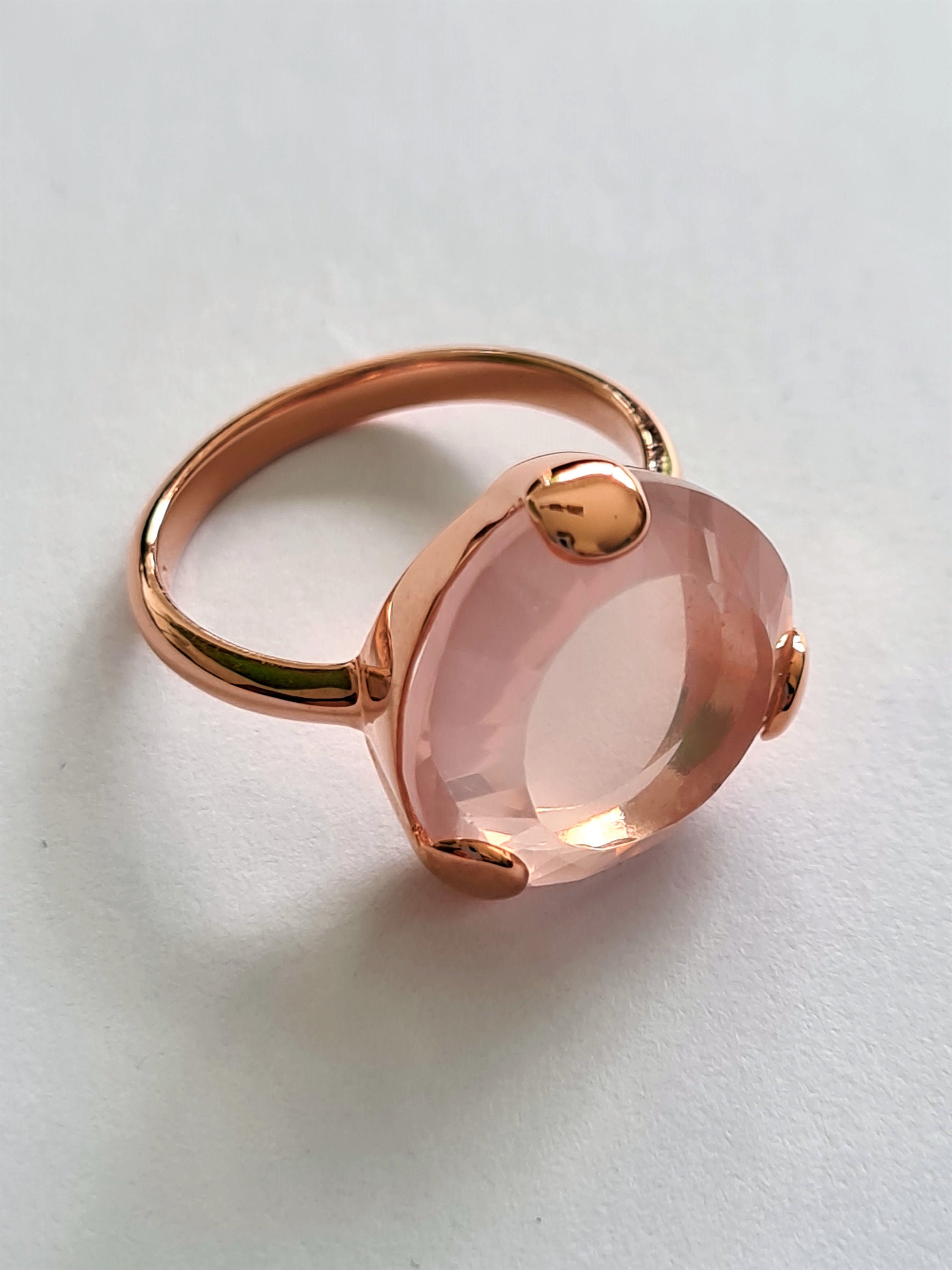 Rose gold ring with rose quartz | Etsy