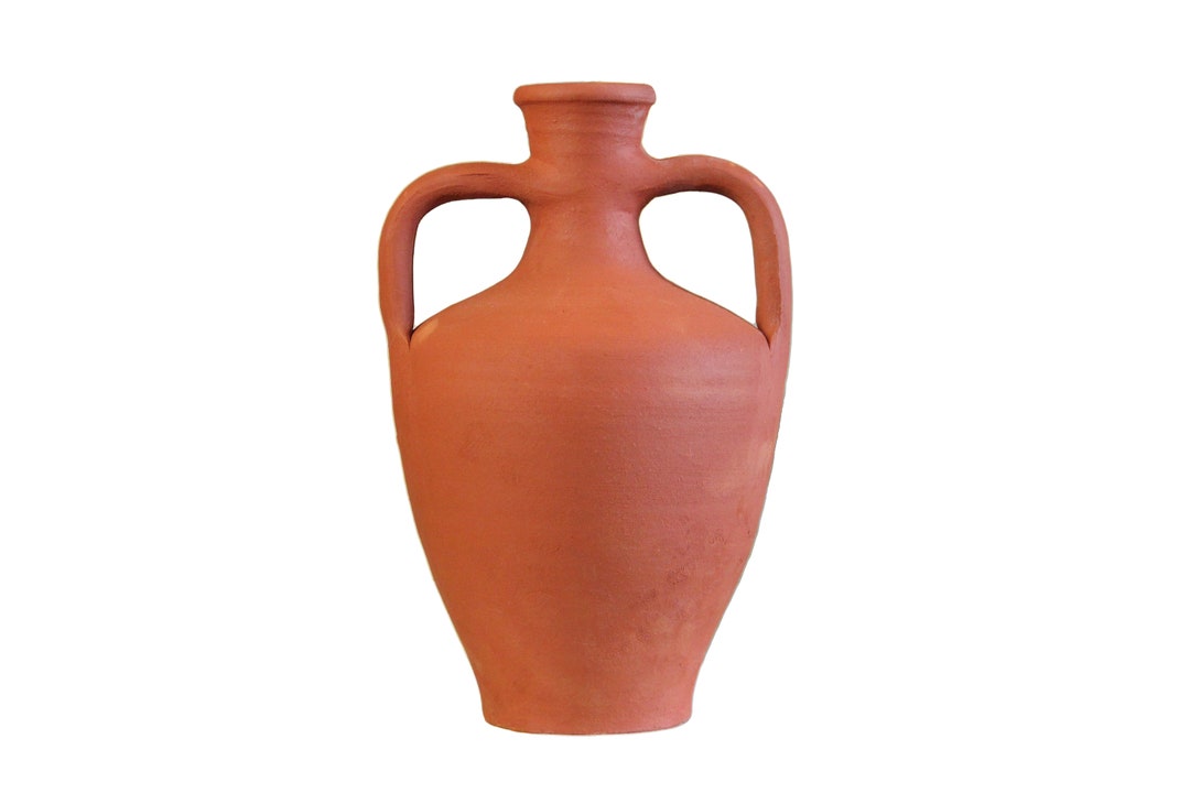 Terracotta Double Handled Amphora Water Jug, Clay Pitcher, Wine Carafe ...