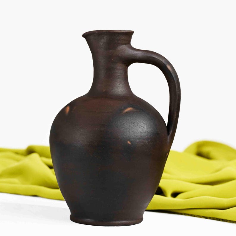 High Wind Flamed Dark Terracotta Water Pitcher: Beautifully Darkened ...