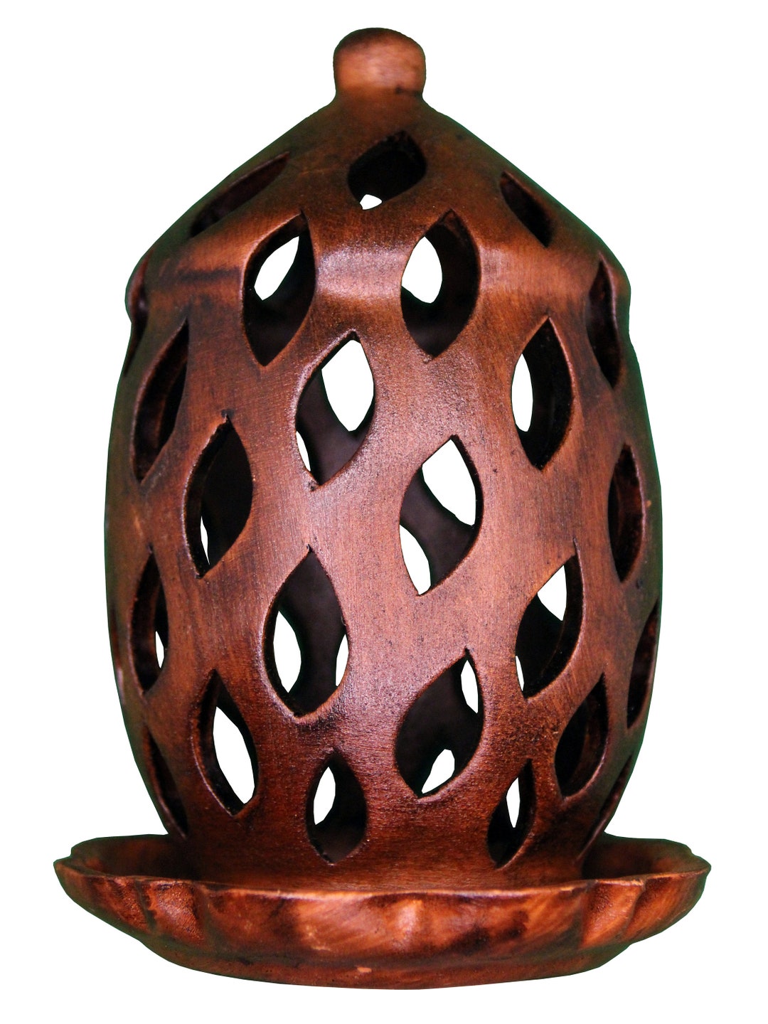 Goma Laca Natural Shellac Finished Hand Carved Terracotta Luminary ...