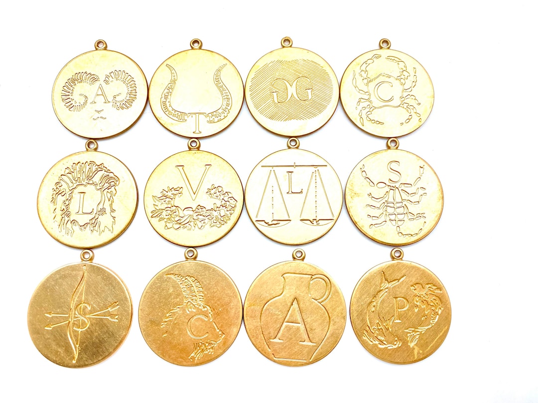 Vintage Brass Zodiac Sign Medallion, Horoscope Necklace - Etsy