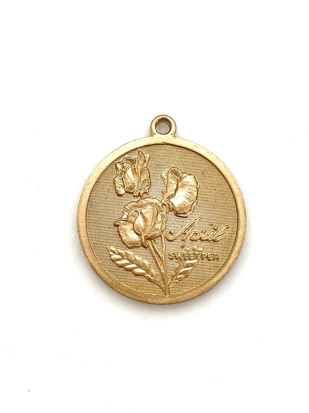 Vintage April Flower of the Month Charm Necklace, April Sweet Pea ...