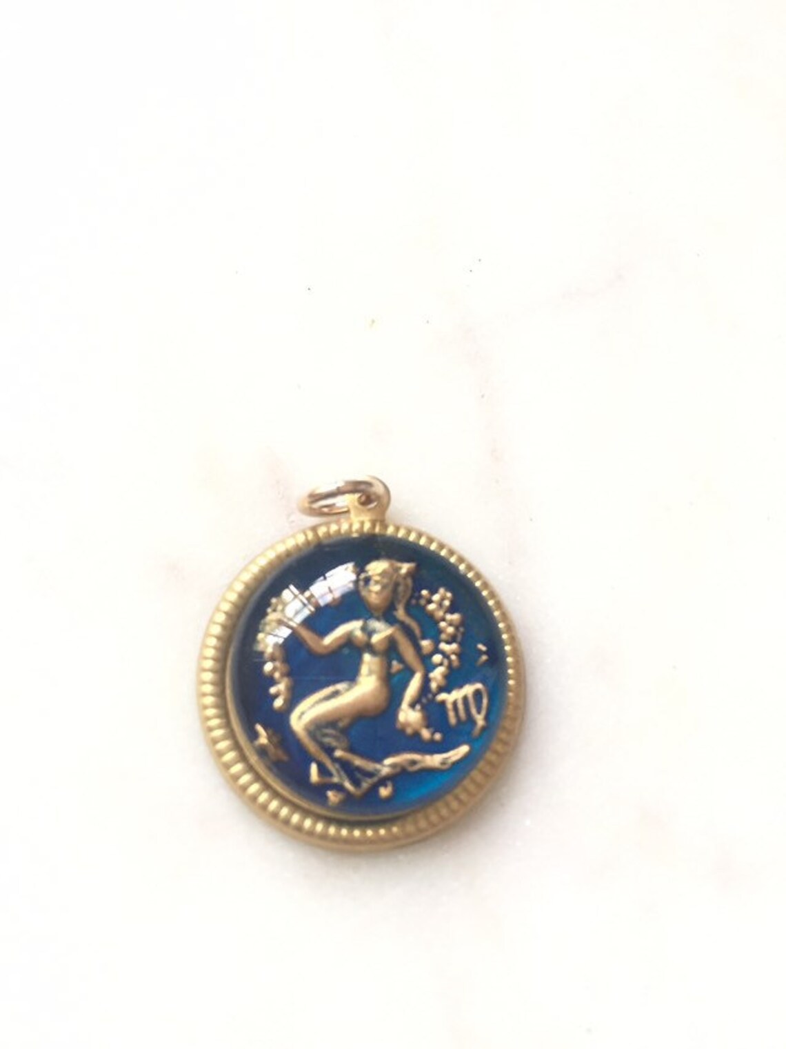 Vintage Virgo Charm Boho Horoscope Glass Virgo Zodiac Pendant - Etsy