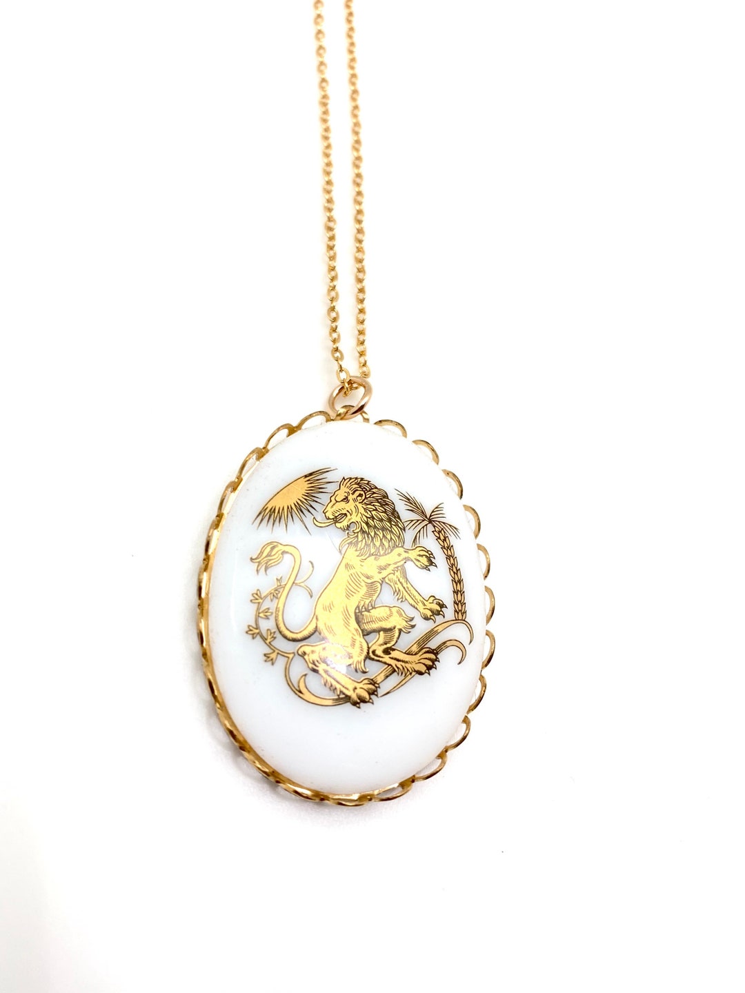 Vintage Leo Pendant on Chain Cool Large Leo Charm Boho - Etsy