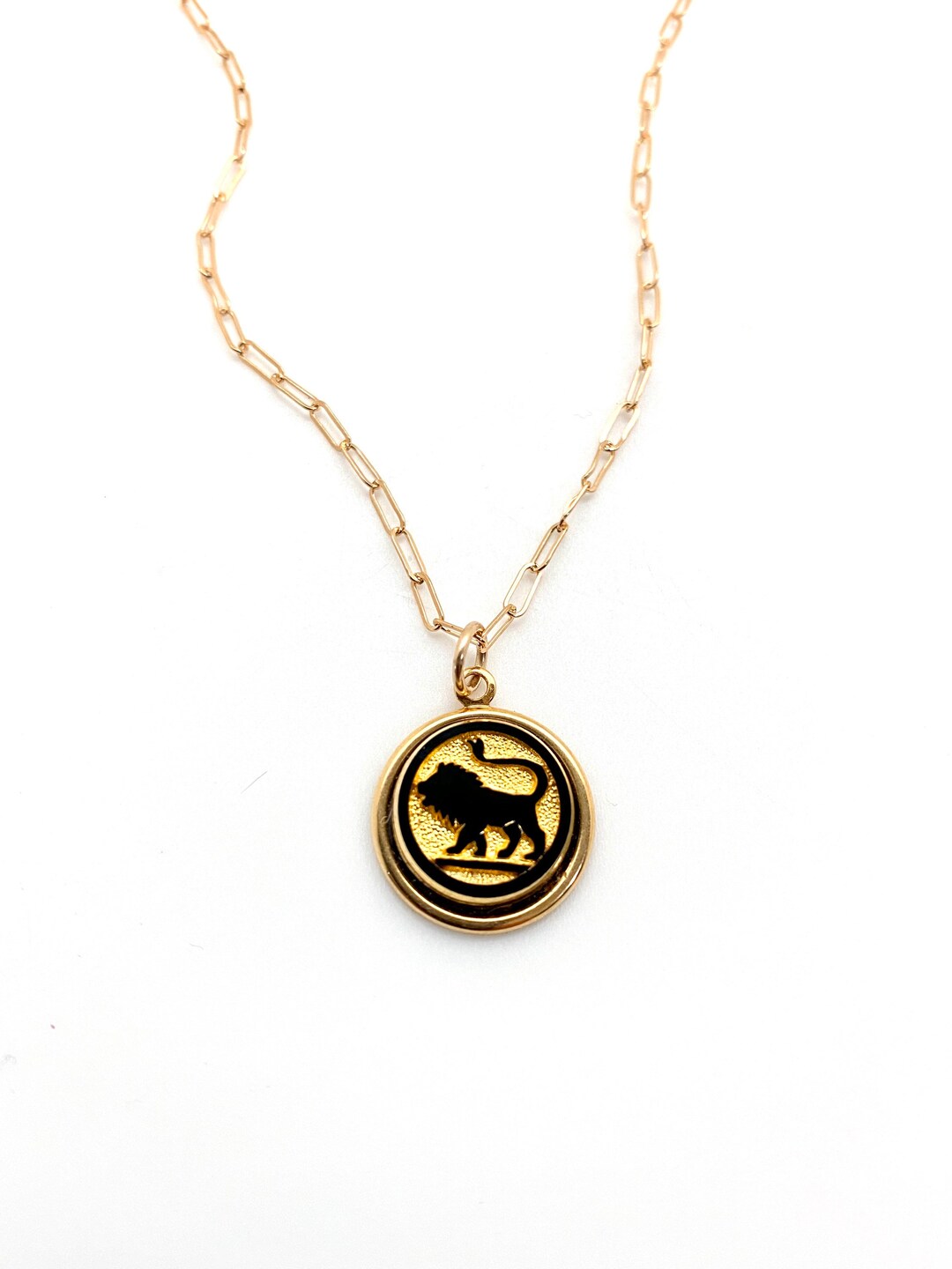 Amazing Rare Vintage Glass Leo Charm Necklace, 14k Gold Filled Cable ...