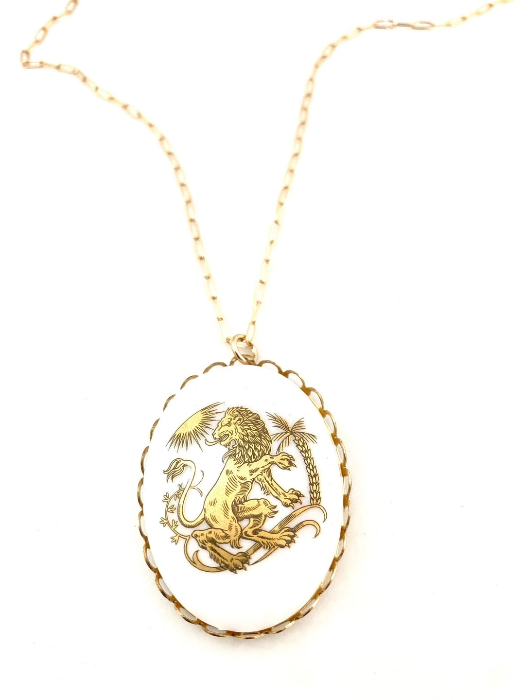 Vintage Leo Pendant on Chain, Cool Large Charm, Zodiac Necklace ...