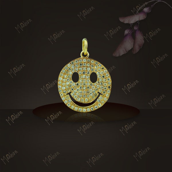 14k Smiley Face Diamond - Etsy