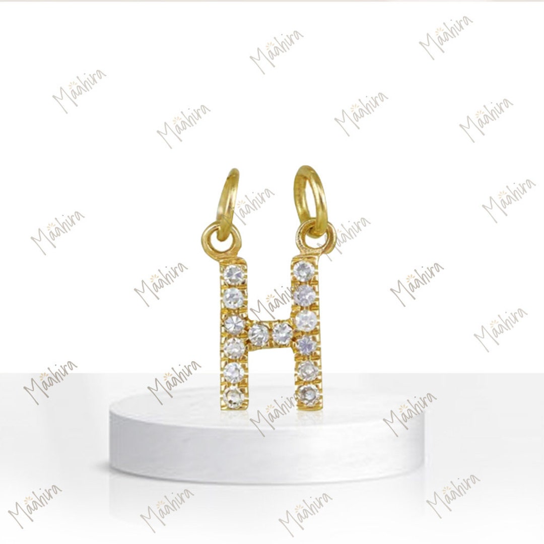 14k Yellow Gold/white Gold Diamond Letter H Charm 4.30x6.60mm, Letter ...