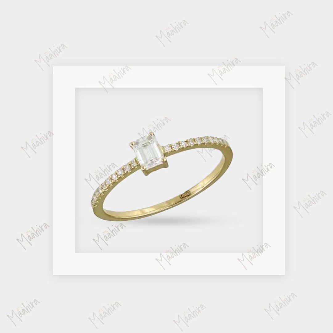 14k Yellow Gold Solitaire Octagon Shape Diamond Ring in US Size 6.5 ...