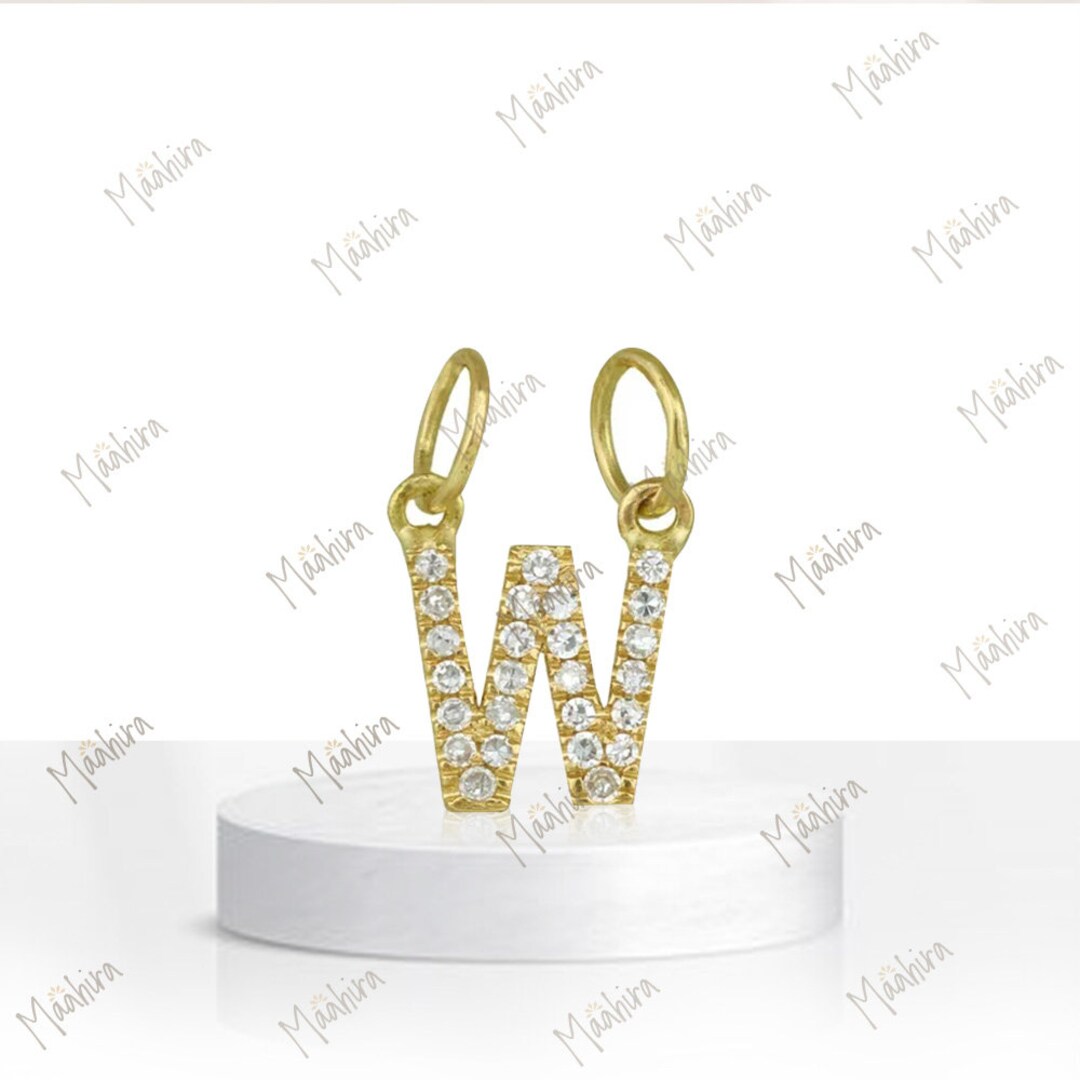 14k Yellow Gold/white Gold Diamond Letter W Charm 6.30x6.50mm, Initial ...