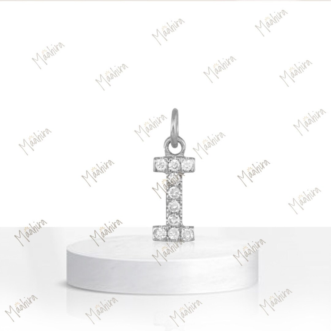 14k White Gold/yellow Gold Diamond Letter I Charm 3.20x6.50mm, Letter ...