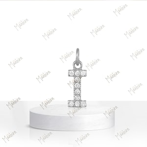 14k White Gold/yellow Gold Diamond Letter I Charm 3.20x6.50mm, Letter ...