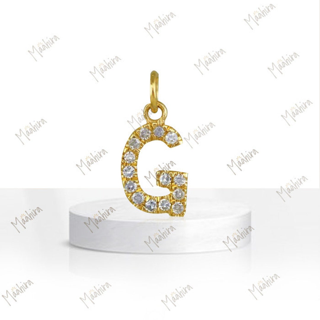 14k White Gold/yellow Gold Diamond Letter G Charm 4.70x6.50mm, Letter ...