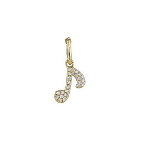 14k Yellow Gold Diamond Music Note Charm 7x9mm, Music Note Charm ...