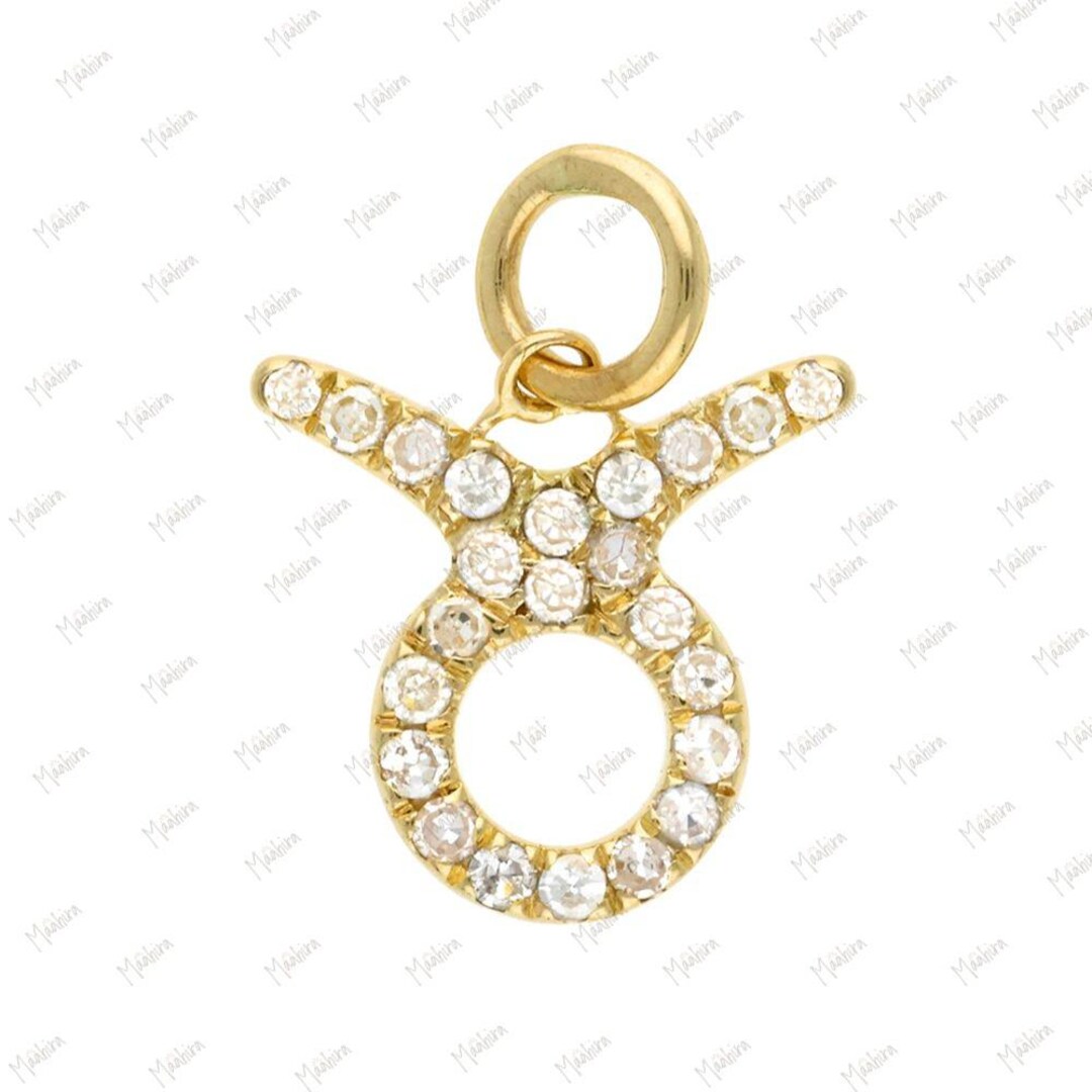 14k Yellow Gold Diamond Zodiac Charm Pendant 9mm, Zodiac Sign Charm ...