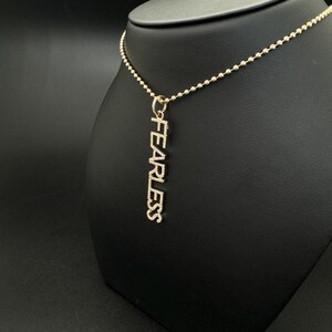 14k Yellow Gold Diamond FEARLESS Word Pendant - Etsy
