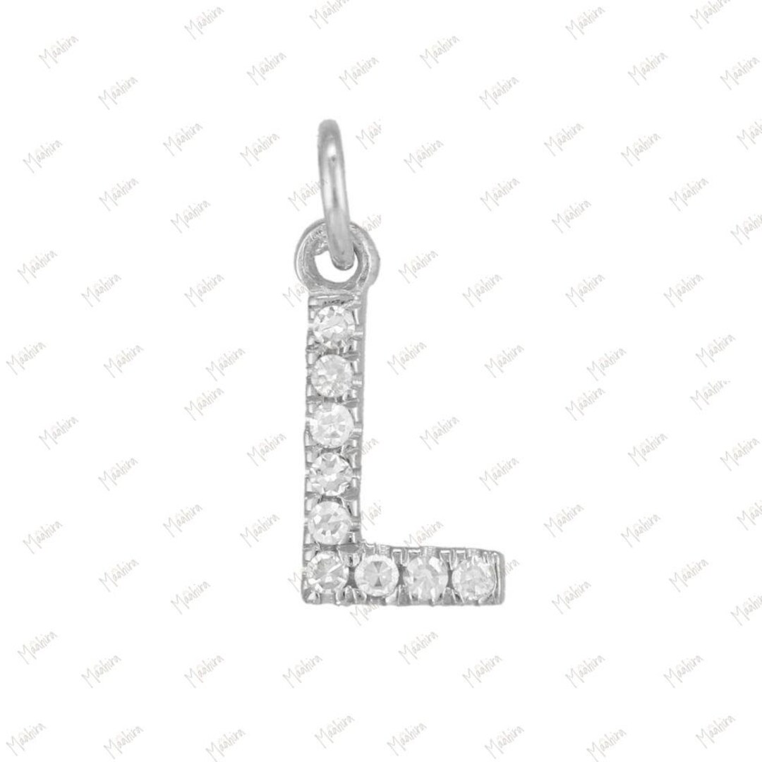 14k Yellow Gold/white Gold Diamond Letter L Charm: Initial Pendant (4 ...