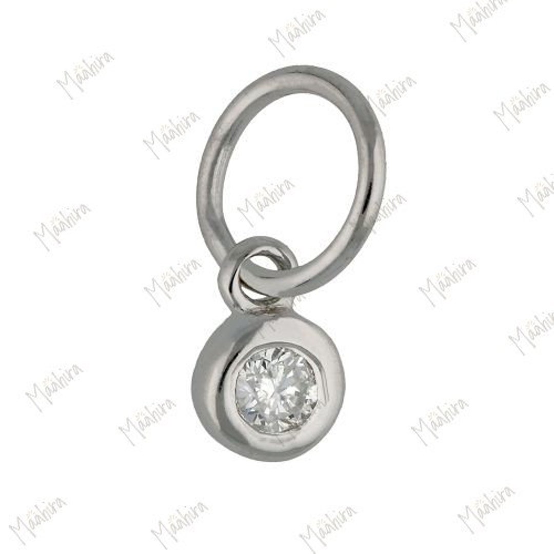 Diamond Bezel Charm With Extra Ring, Gold Round Bezel Charm, Gold ...