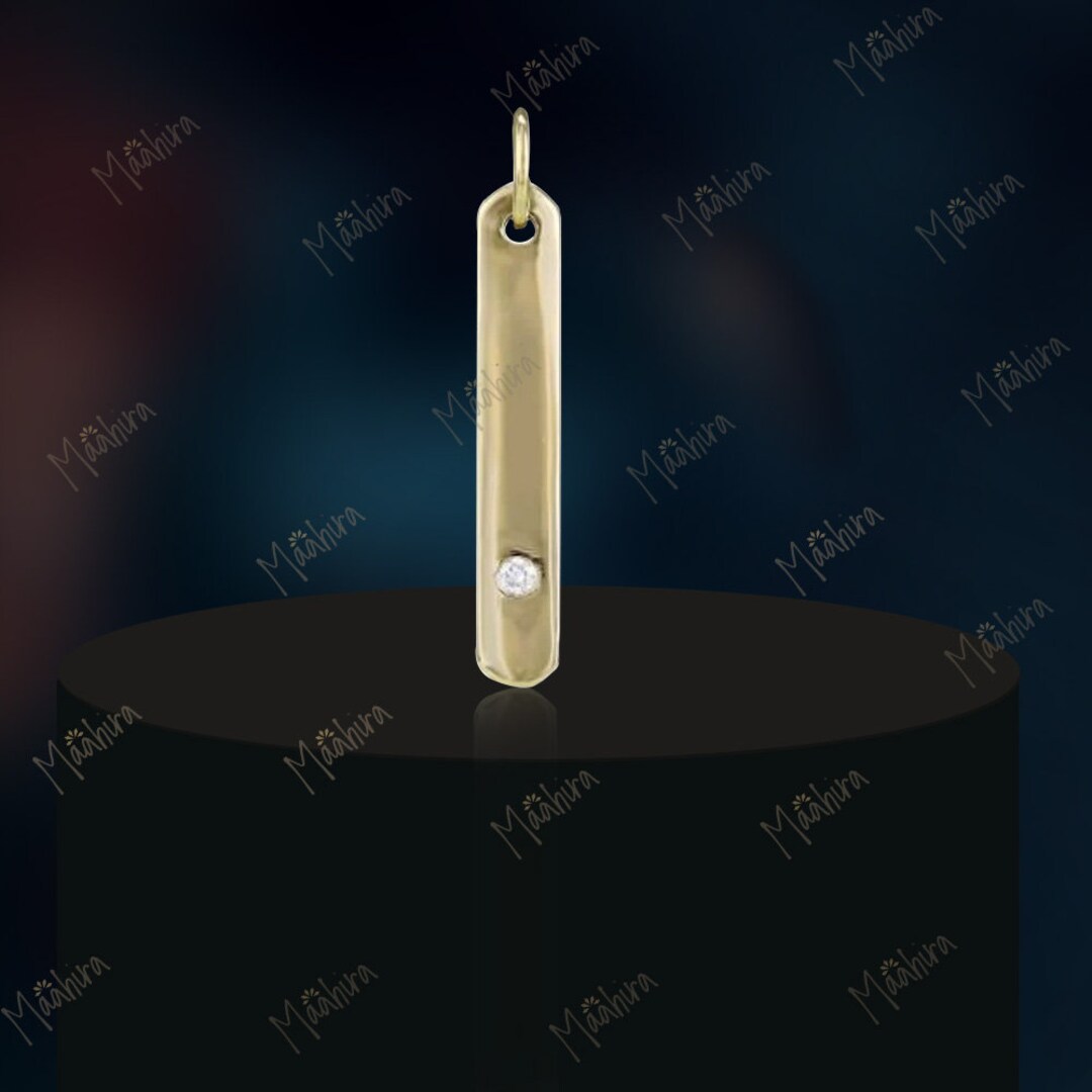 Diamond Plain Bar Pendant, Plain Bar Pendant, Vertical Plain Bar ...