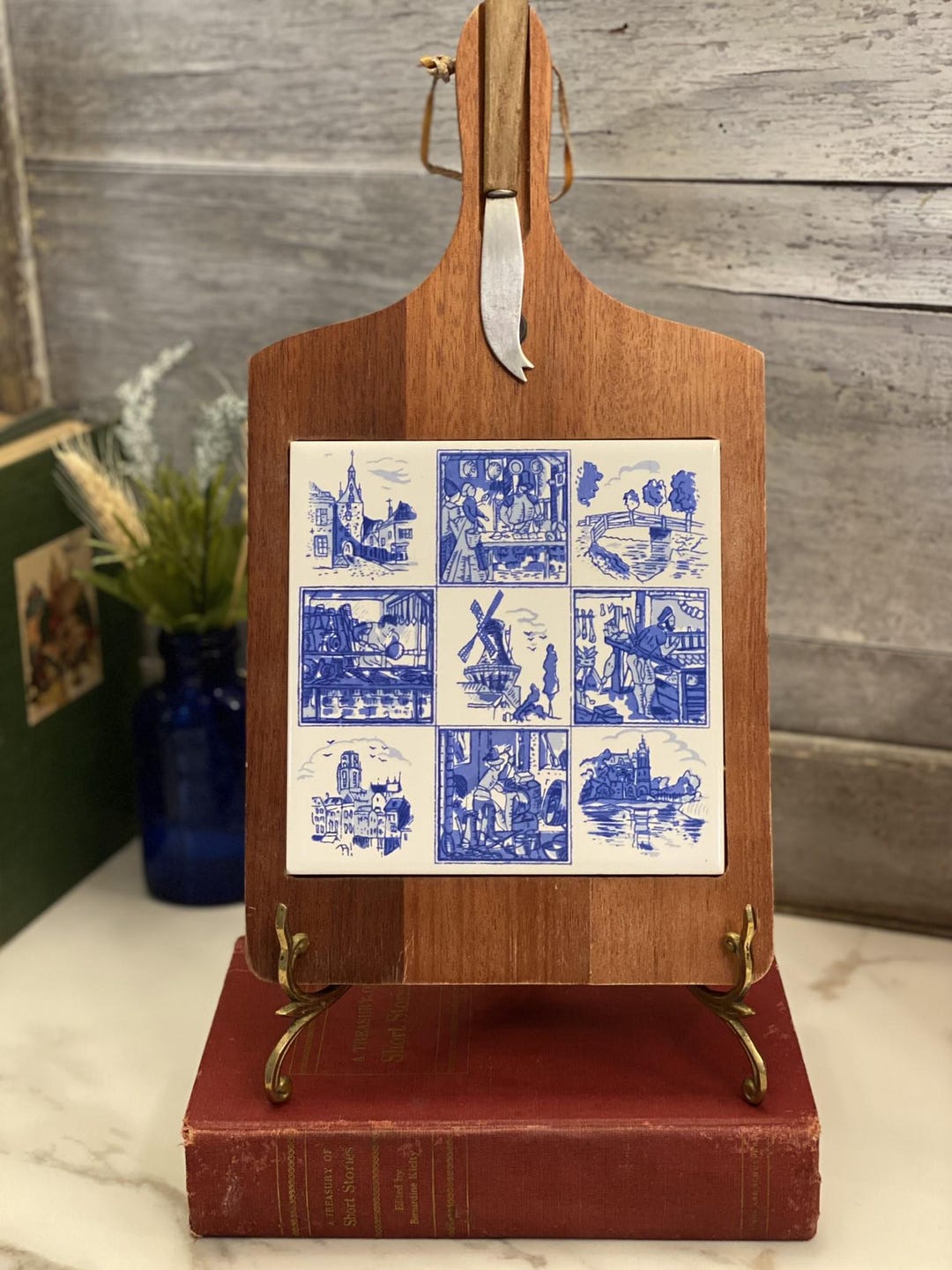 Vintage Wood and Ceramic Cutting Board | Hanging Cutting Board With ...